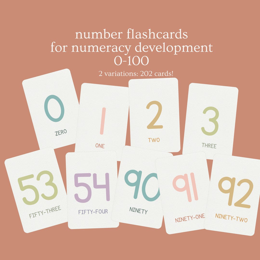 Number Flashcards 0-100, Numeracy Learning, Number Cards, Number ...