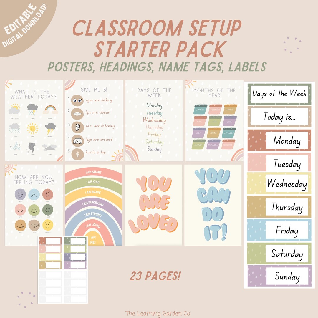 Classroom Starter Pack Bundle | 23 Pages | Boho Calm Decor - Etsy Australia