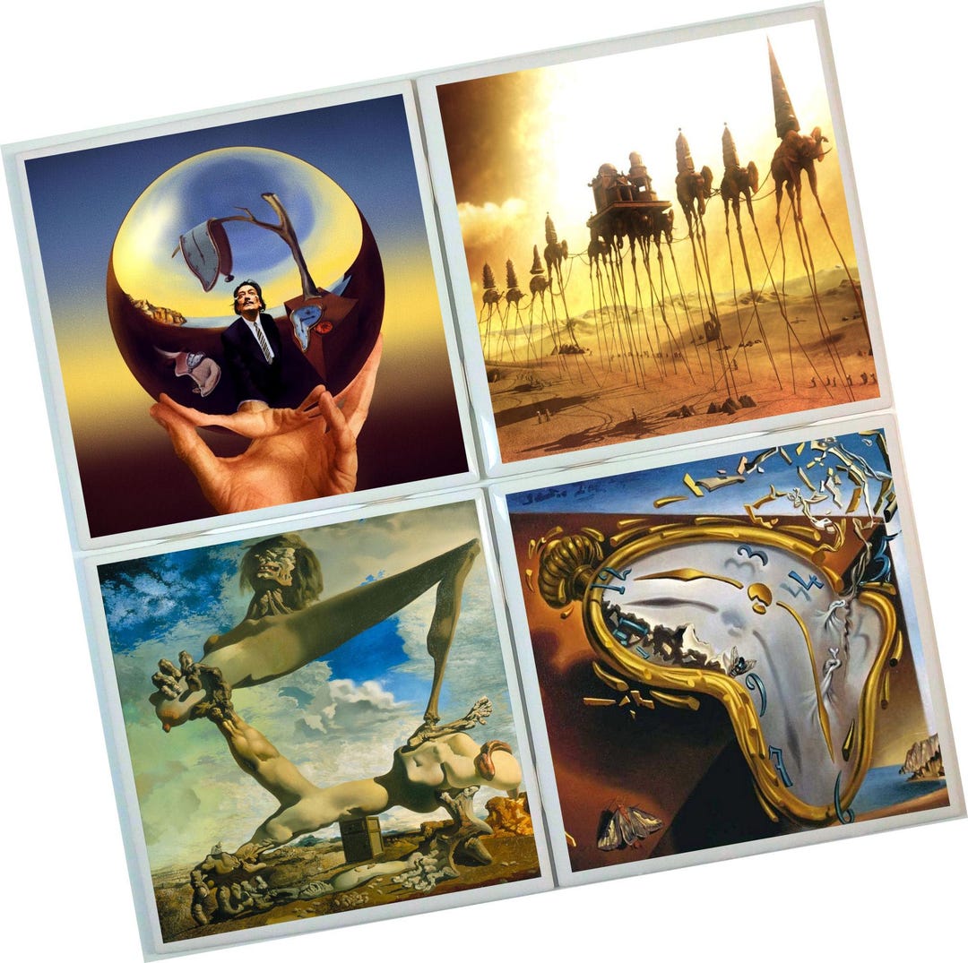 Salvador Dali Coasters - Set of 4 - Tile Coasters, Drink Coaster, Artsy ...