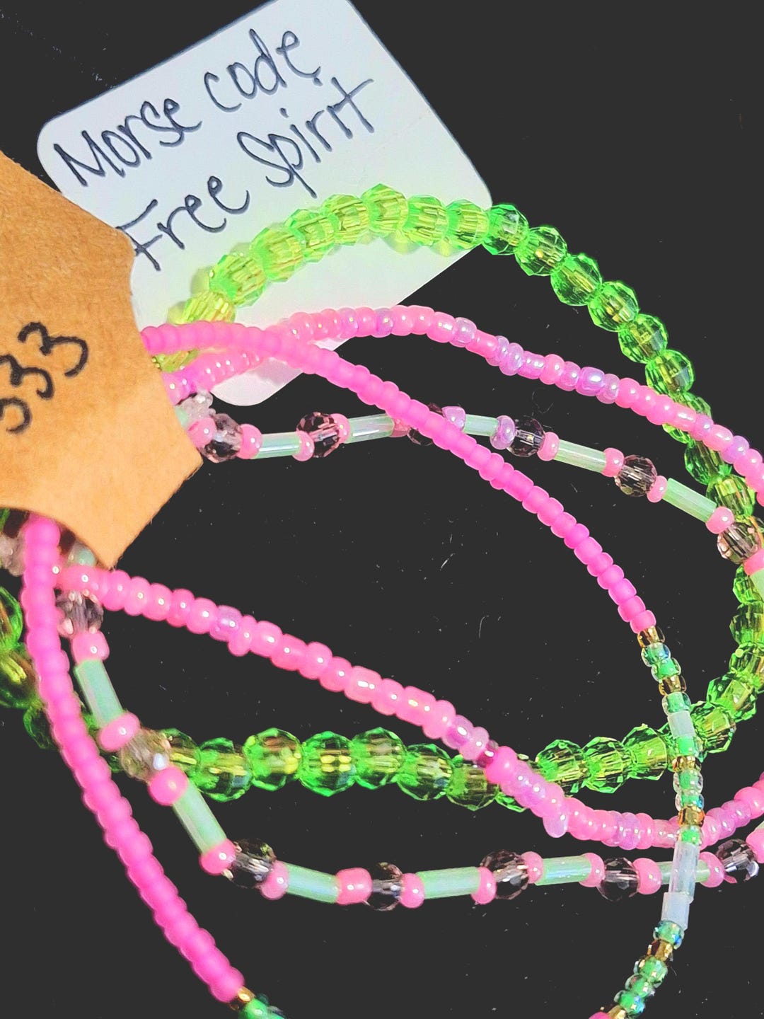 Morse Code Beaded Stackable Stretch Bracelets- "free Spirit", Stretch Stack Bracelet Set, Gift ...