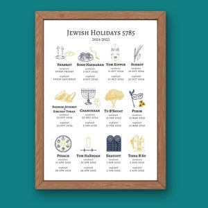 5785 Jewish Calendar Print-digital Download | 2024-2025 Holidays ...