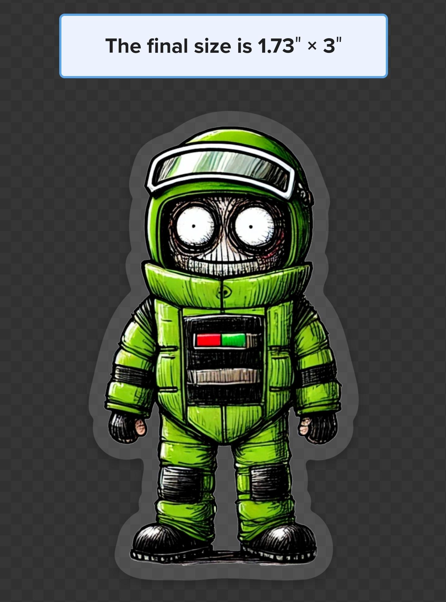 Bomb Suit Dude #1, Sticker, 3" Tall - Etsy