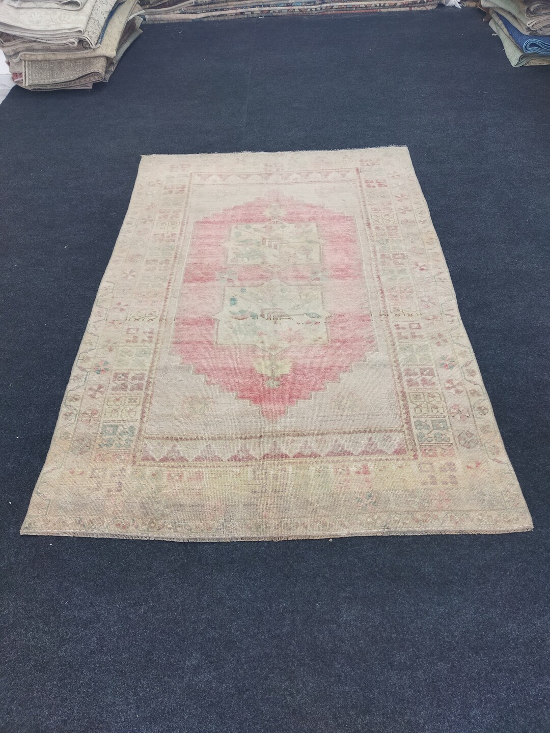 5x7 Rug Vintage Soft Beige Rug 5x7 Kitchen Livingroom Modern Small Rug ...