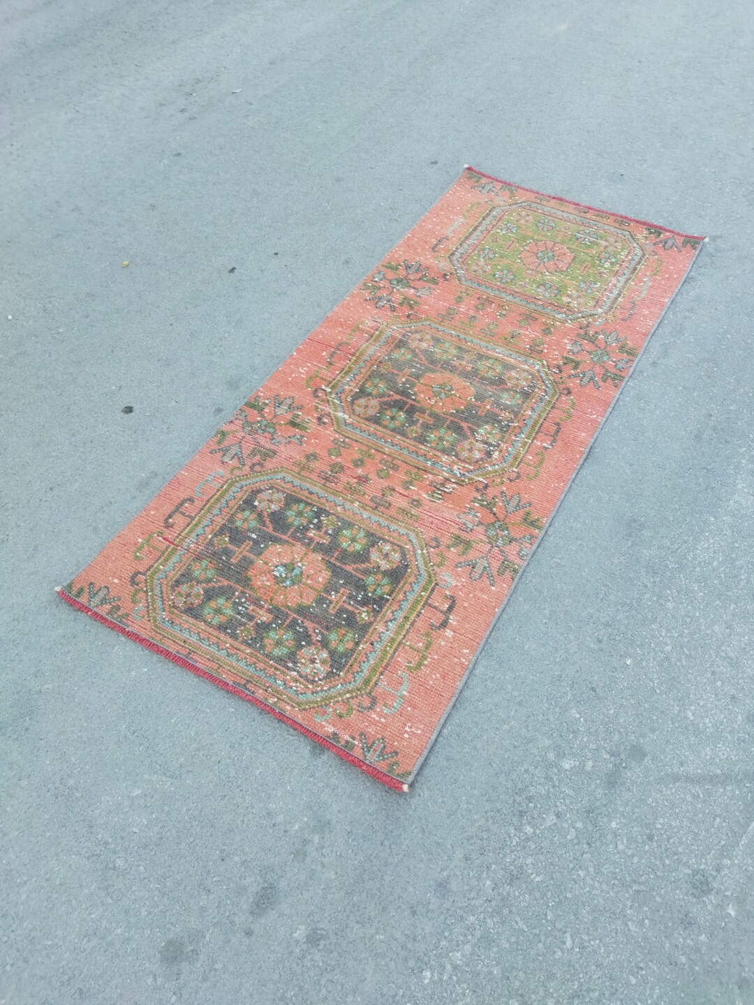 2x6 Vintage, Soft, Pastel, Woven Rug, 2x6 Turkish, Area, Handmade Rug ...