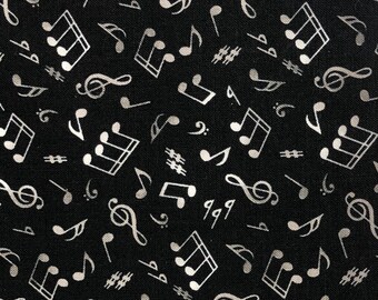 Musical Notes Cotton Fabric - Etsy