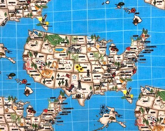 Fabric Map of the United States - Etsy