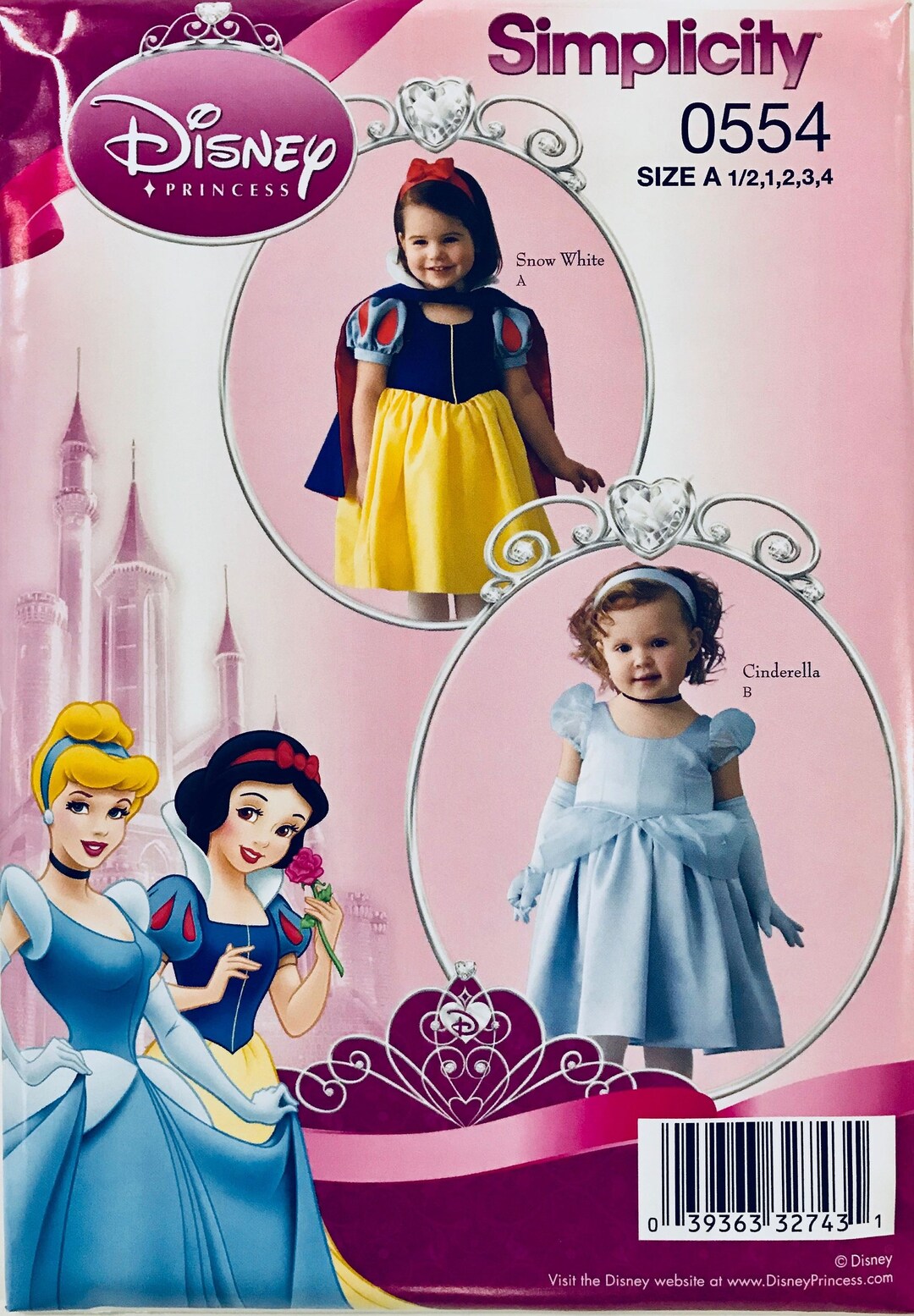 Simplicity 0554 HTF Disney Princess Snow White Cinderella Size A (1/2 ...