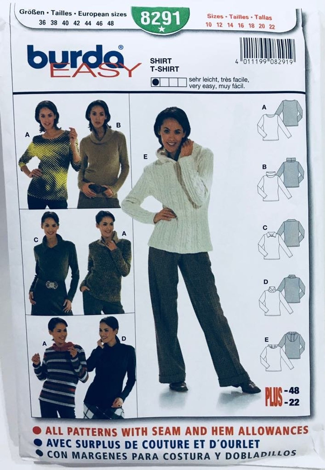 Burda 8291 Sewing Pattern Misses' Long Sleeve Semi Fitted - Etsy Ireland