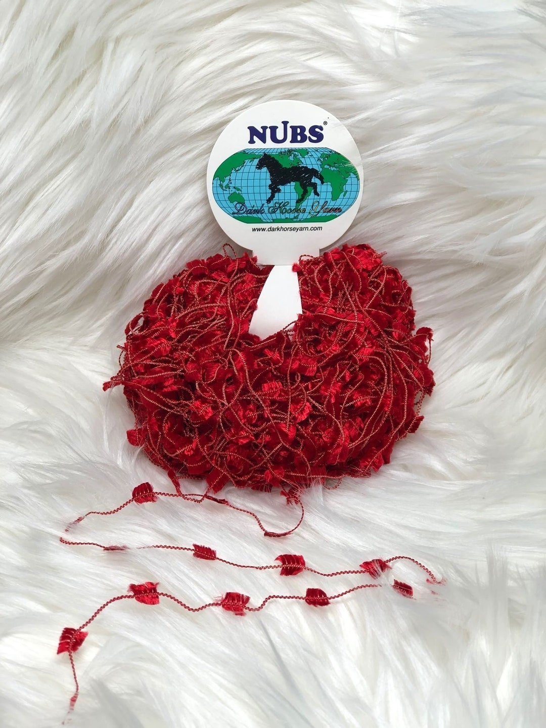 TWO Skeins True Red Butterfly Flag Dark Horse NUBS #132 Soft Shimmering ...
