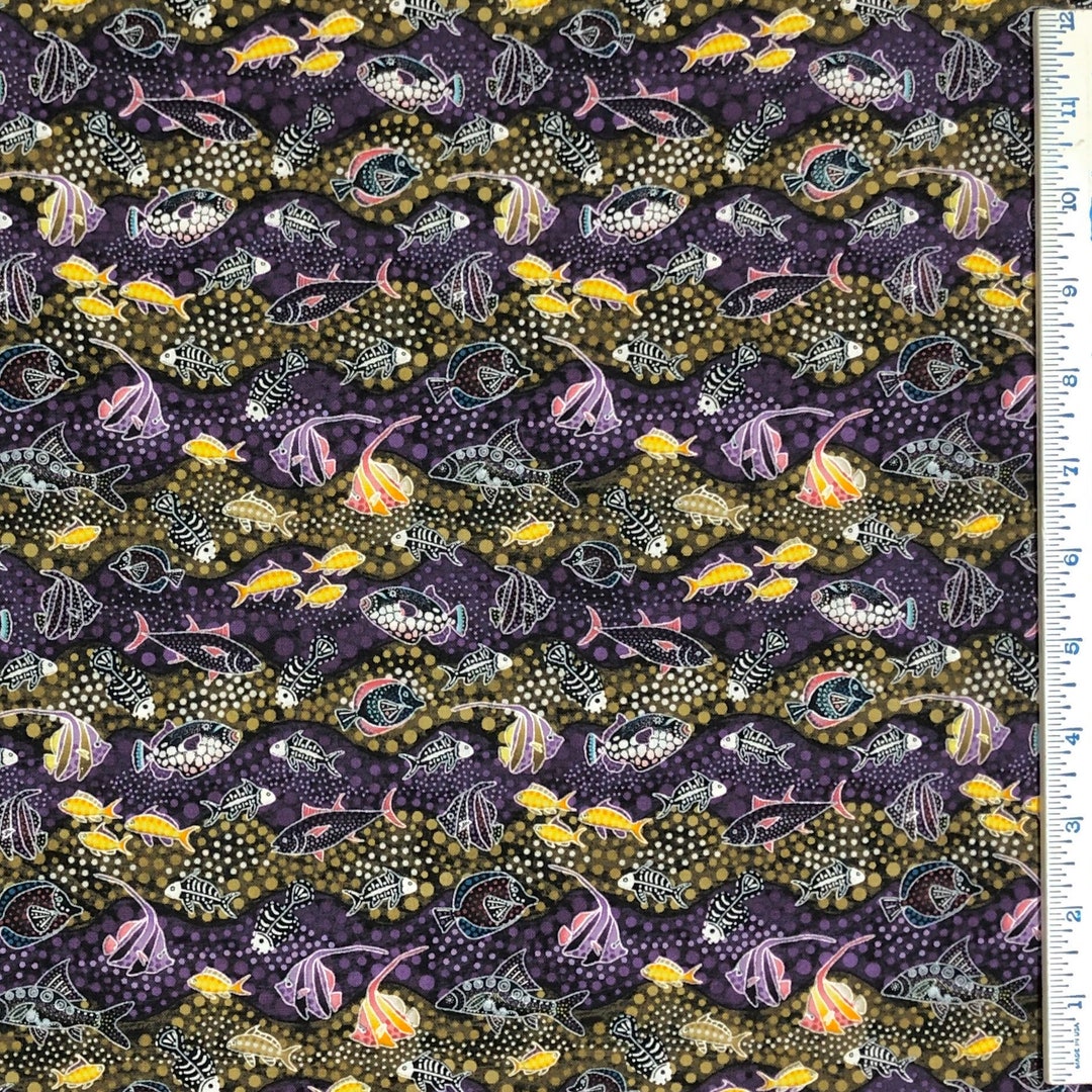 Tropical Fish Coral Reef Skeleton Bones Ocean Sea by the HALF YARD ...