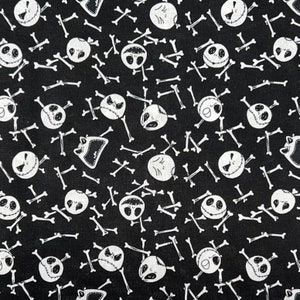 By the HALF Yard - CUTE Skull & Cross Bones BLACK Disney Nightmare ...