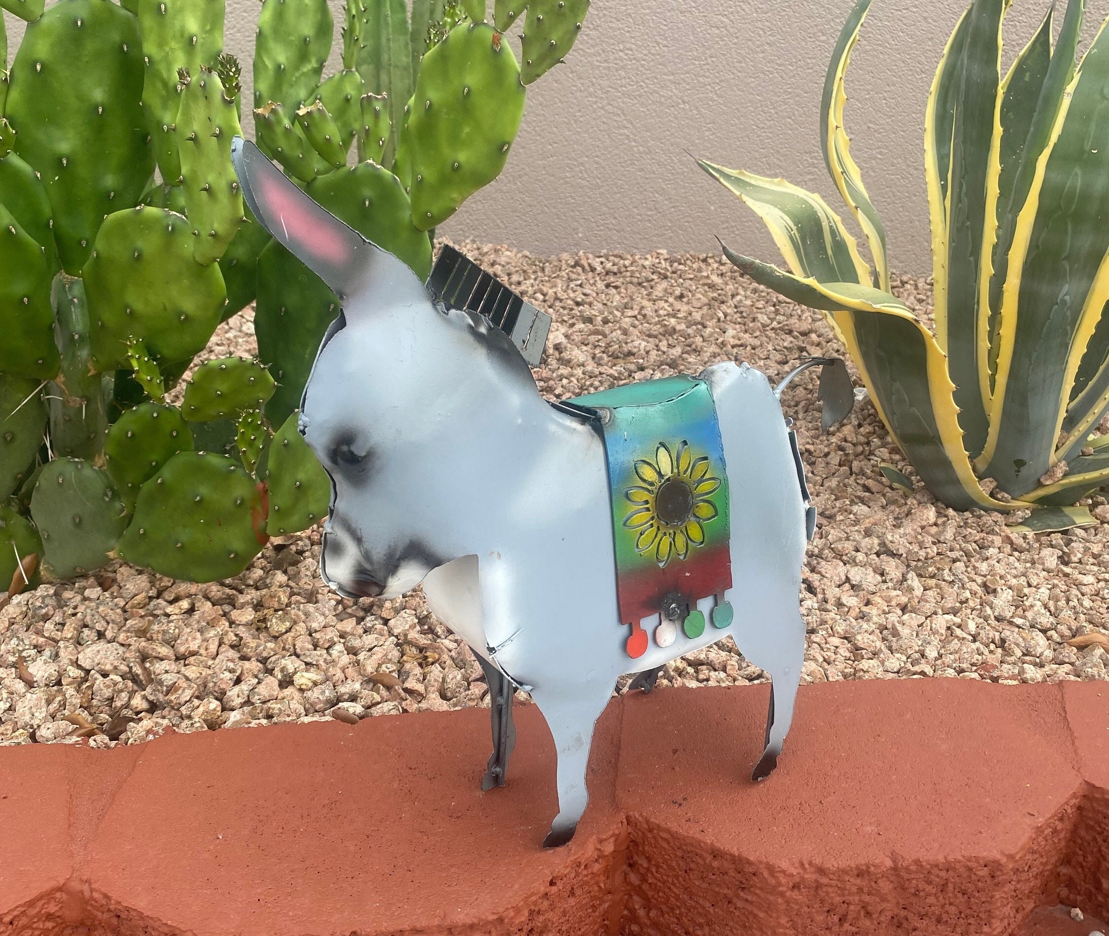 Handmade Metal Serape Mexican Pinata Donkey Yard Art Garden Decor ...