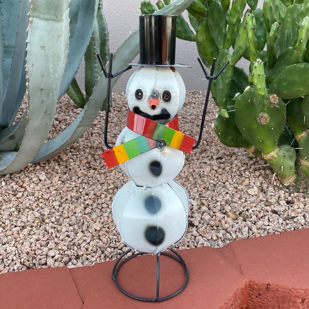 Handmade Metal Frosty the Snowman | Christmas Yard Art Garden Decor ...