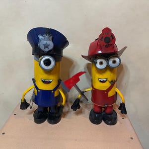 Handmade Metal Police Officer Minion | Farmhouse Yard Art Garden Decor ...