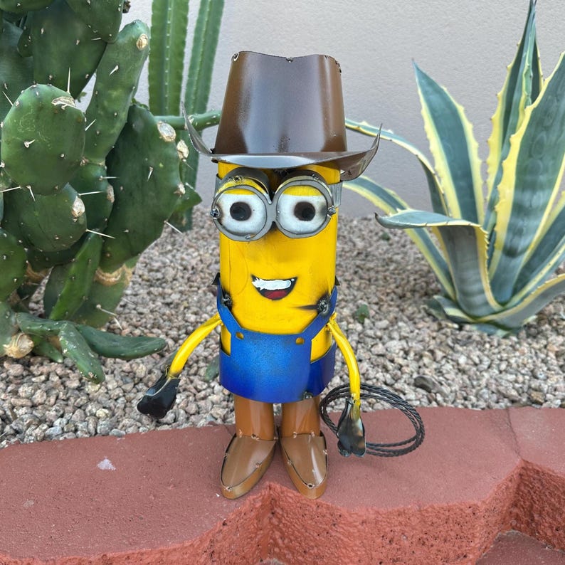 Handmade Metal Police Officer Minion | Farmhouse Yard Art Garden Decor ...