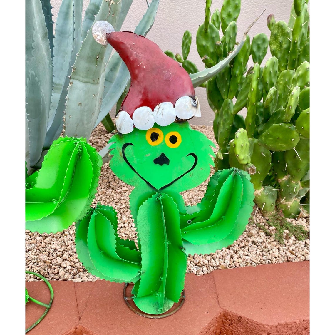 Handmade Metal Grinch Cactus | Christmas Yard Art Garden Decor ...