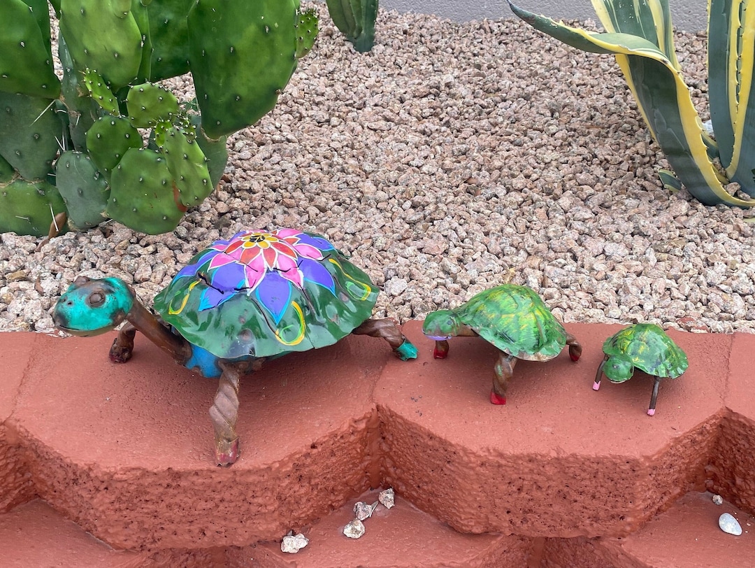 Handpainted Metal Turtle | Yard Art Garden Decor | Artisan Made ...