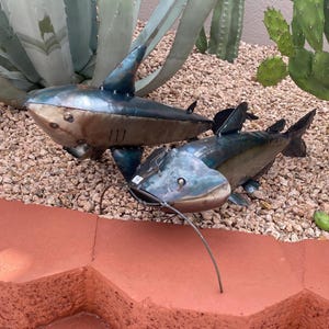 Handmade Metal Chrome Catfish | Yard Art Garden Decor | Artisan Made ...