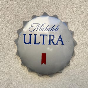 Metal Michelob Ultra Beer Bottle Cap Sign | Mancave Garage Decor ...