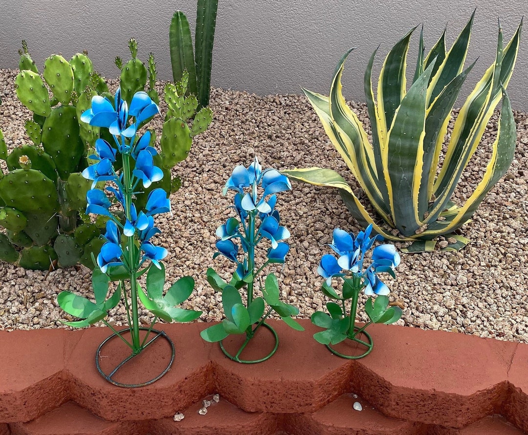 Handmade Metal Bluebonnet Flower | Yard Art Spring Garden Decor ...