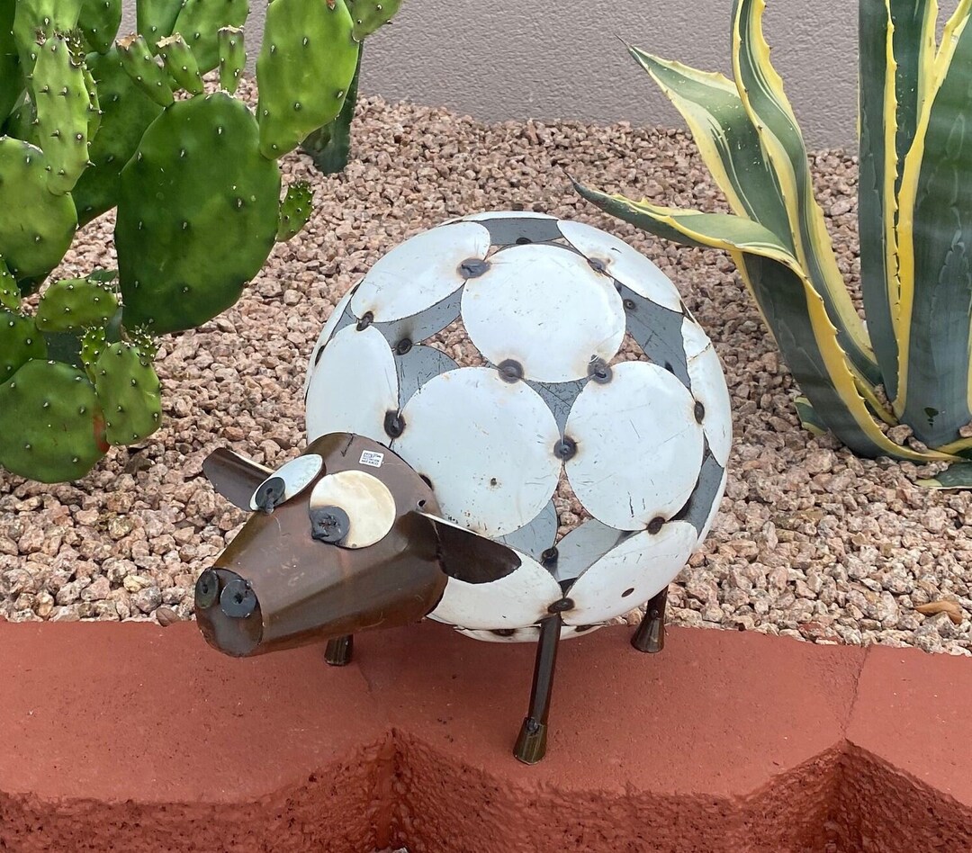 Handmade Metal Round Sheep | Farmhouse Yard Art Garden Decor | Artisan ...