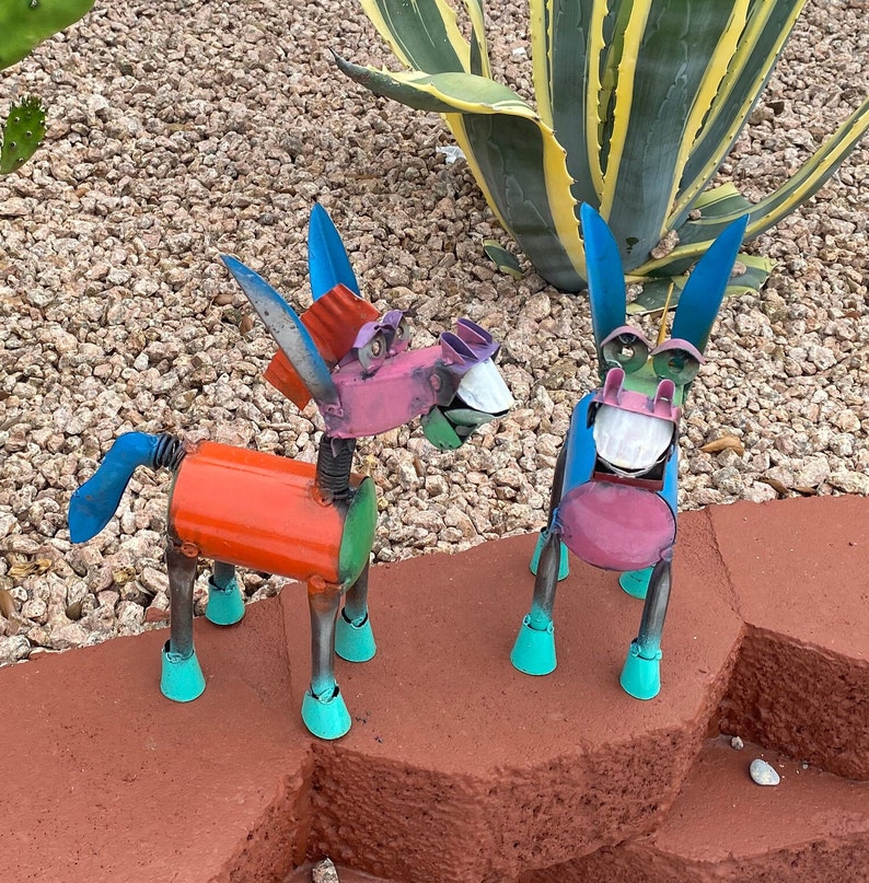 Handmade Metal Multicolor Donkey | Yard Art Garden Decor | Artisan Made ...