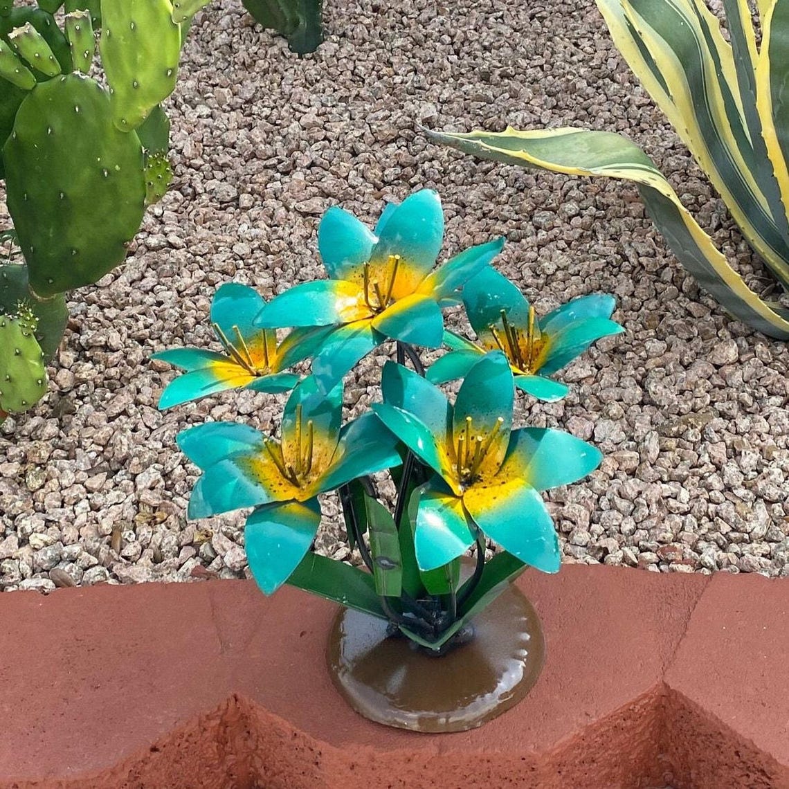 Handmade Metal Lily Flower Bouquet | Yard Art Spring Garden Decor ...