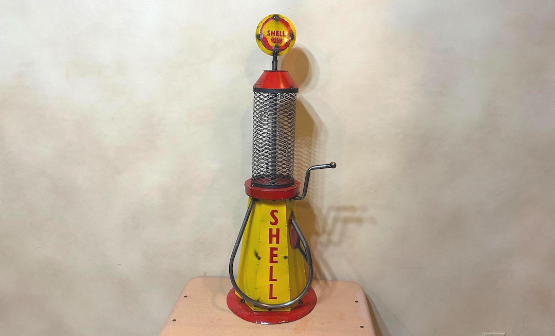 Metal Shell Antique Gas Pump | Mancave Garage Decor | Artisan Made Yard ...