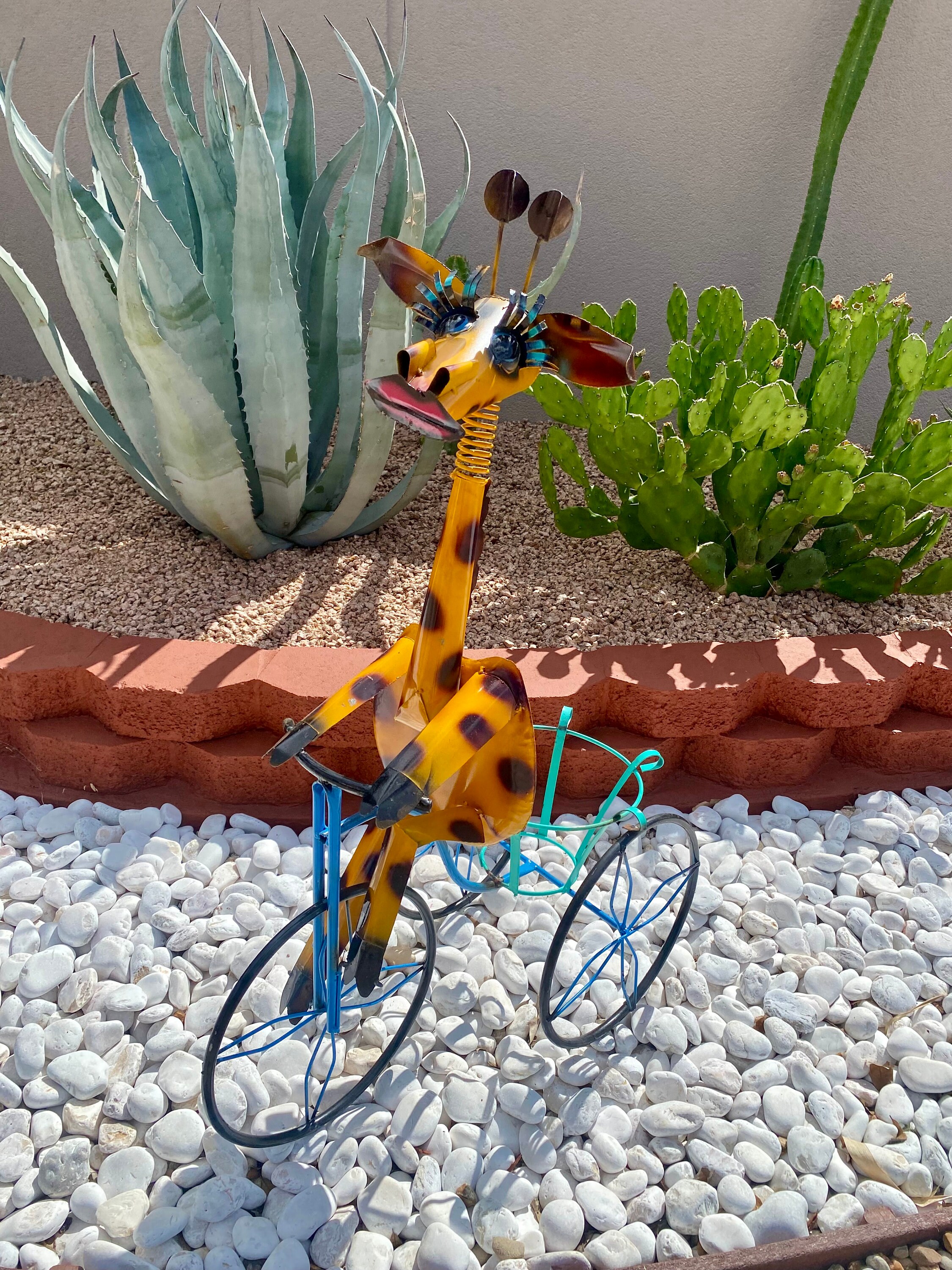 Handmade Metal Giraffe Tricycle Planter | Yard Art Garden Decor ...