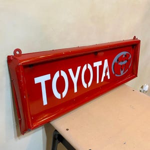 Metal Toyota Tailgate | Mancave Garage Decor | Artisan Made Hanging ...