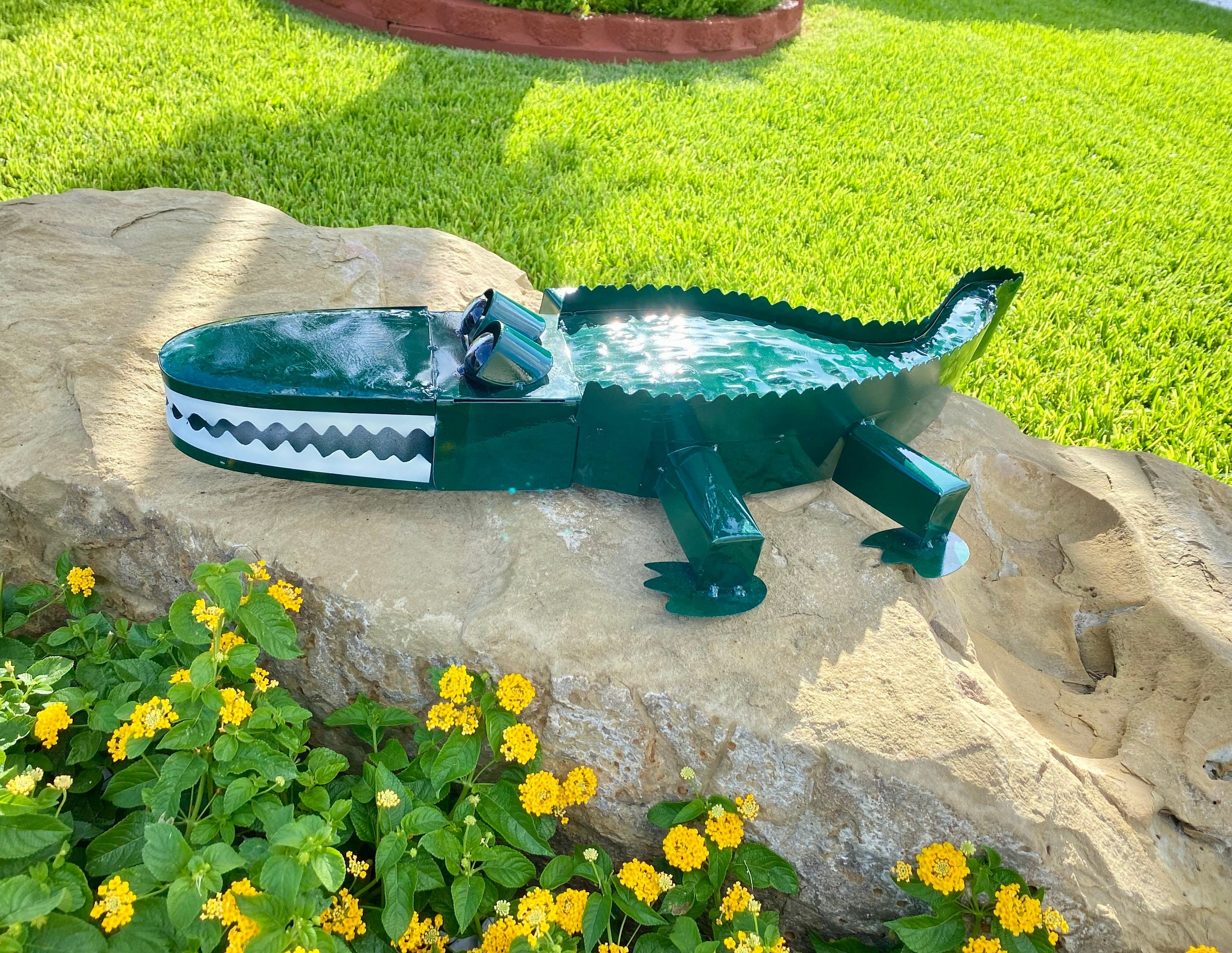 Large Handmade Metal Crocodile Alligator | Yard Art Garden Decor ...