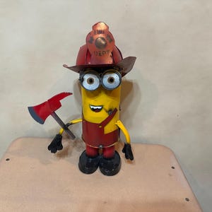 Handmade Metal Cowboy Minion | Farmhouse Rodeo Yard Art Garden Decor ...