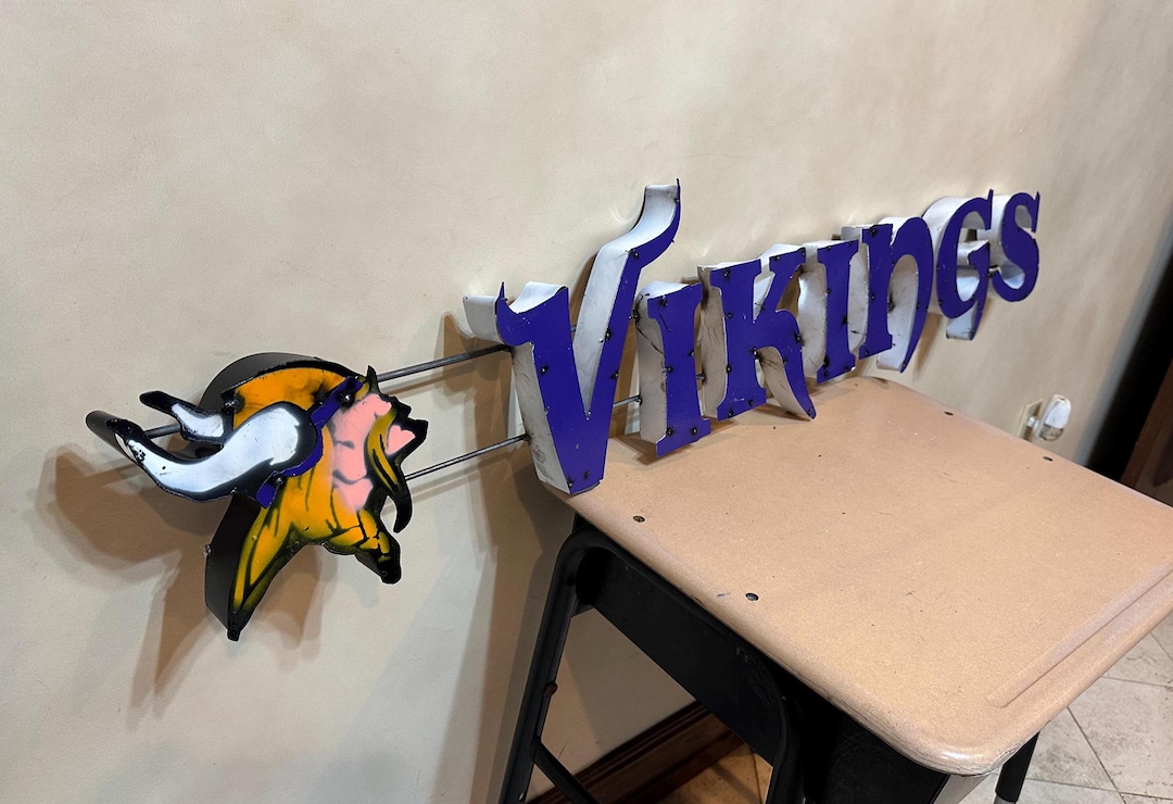 Metal Minnesota Vikings 3D Sign Mancave Garage Decor Artisan Made ...