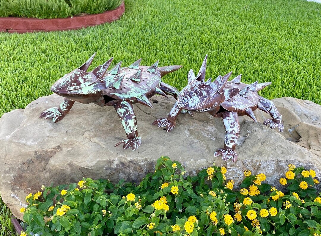 Handmade 3ft Rustic Metal Horny Toad Horned Frog | Farmhouse Yard Art ...