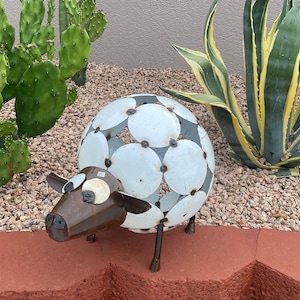 Handmade Metal Round Sheep | Farmhouse Yard Art Garden Decor | Artisan ...