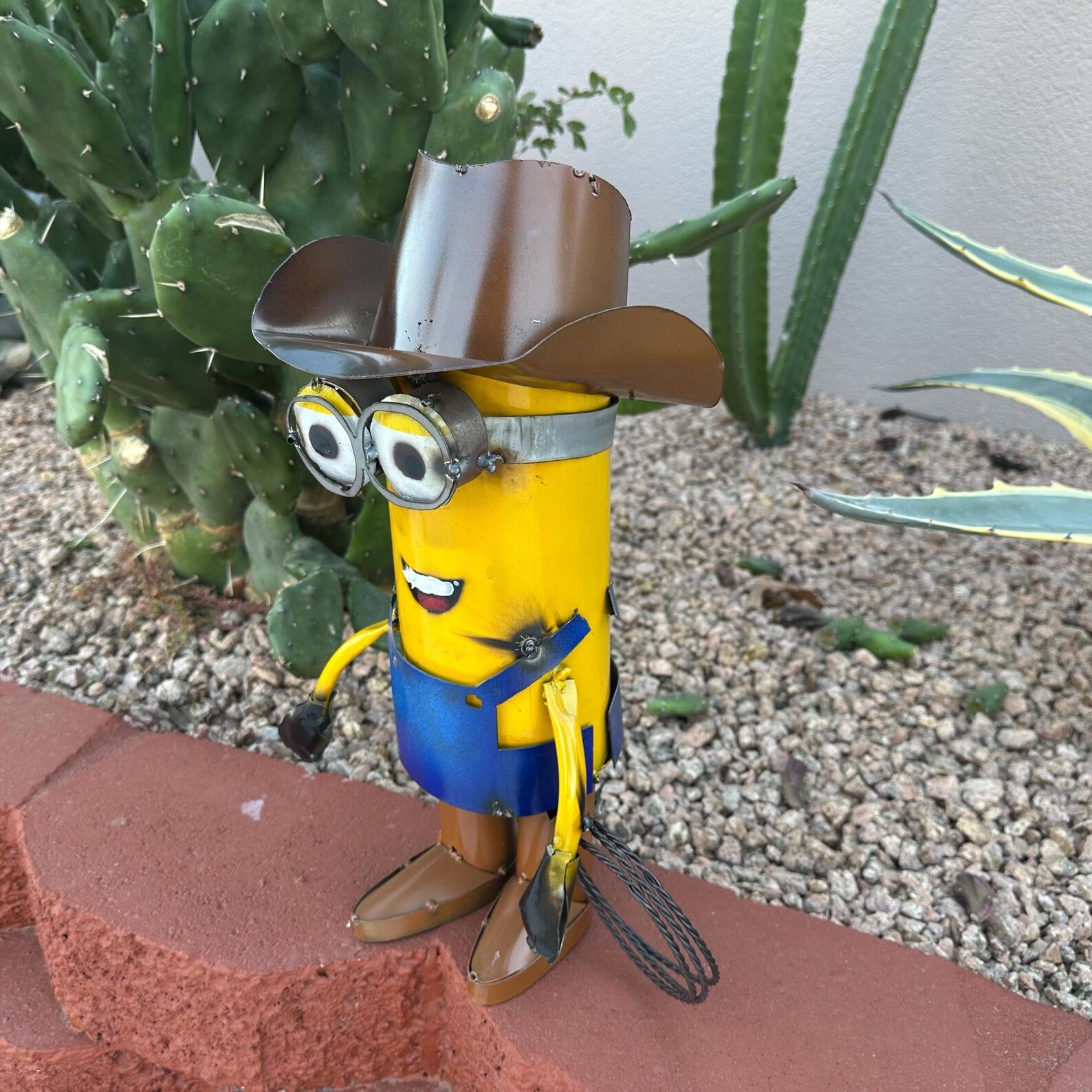 Handmade Metal Police Officer Minion | Farmhouse Yard Art Garden Decor ...
