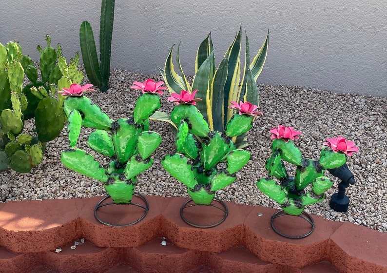 Handmade Metal Prickly Pear Cactus | Farmhouse Yard Art Garden Decor ...
