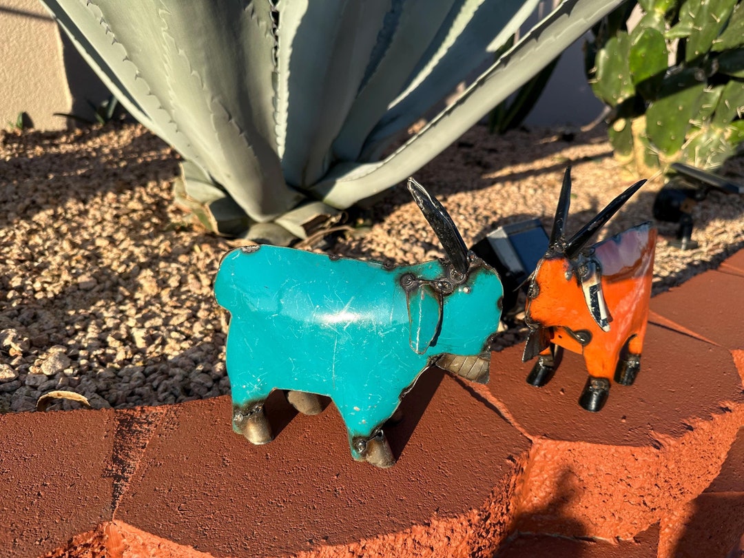 Handmade Recycled Metal Mini Goat | Farmhouse Yard Art Garden Decor ...