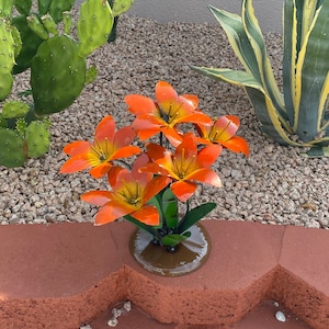 Handmade Metal Lily Flower Bouquet | Yard Art Spring Garden Decor ...