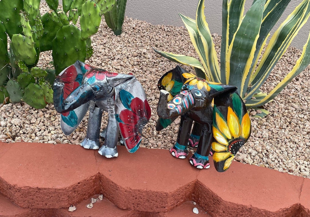 Handpainted Metal African Elephant | Yard Art Garden Decor | Artisan ...