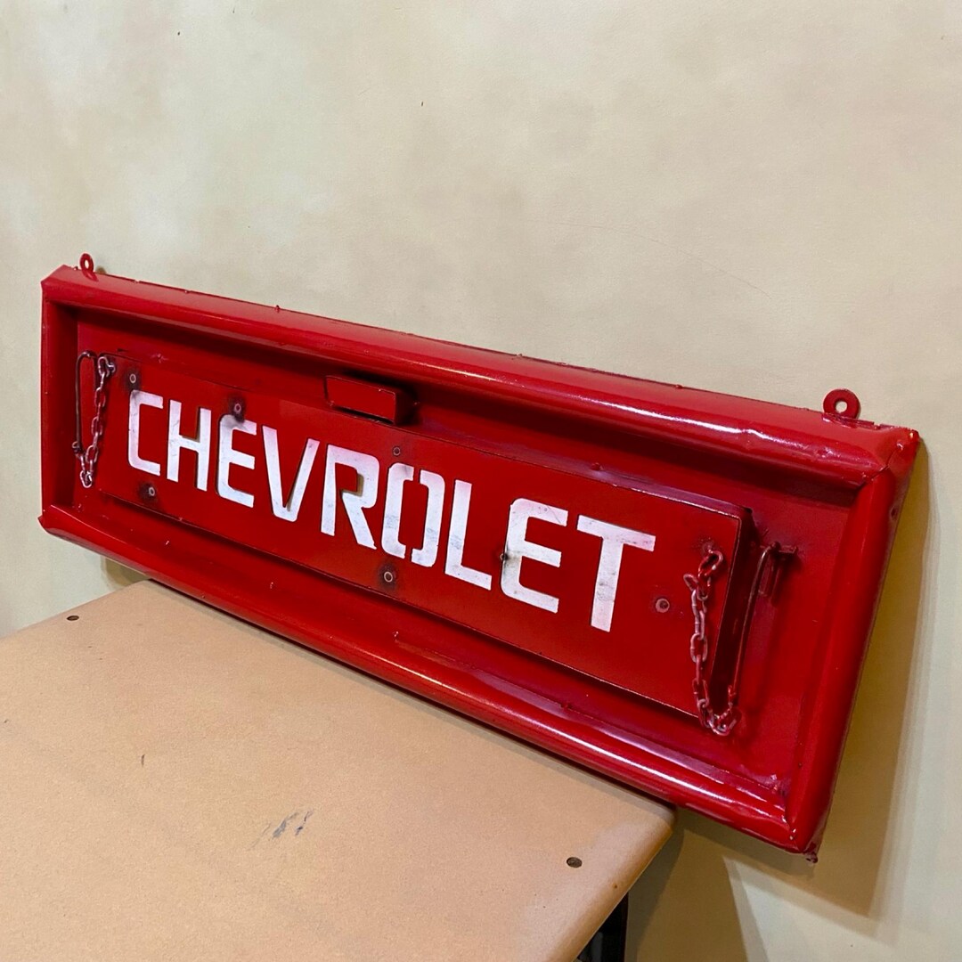 Metal Chevrolet Tailgate | Mancave Garage Decor | Artisan Made Hanging ...