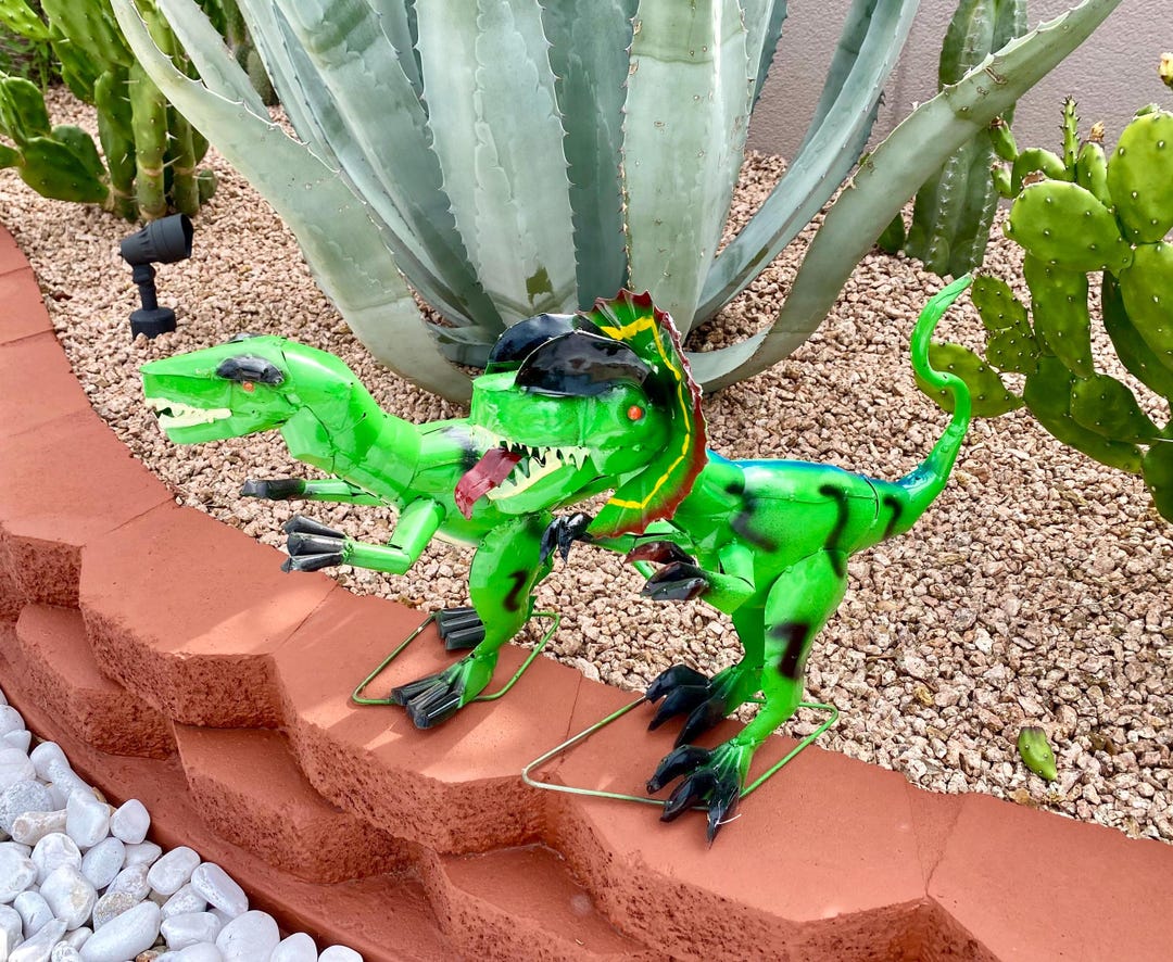 Handmade Metal T Rex Dilophosaurus Dinosaur | Yard Art Garden Decor ...