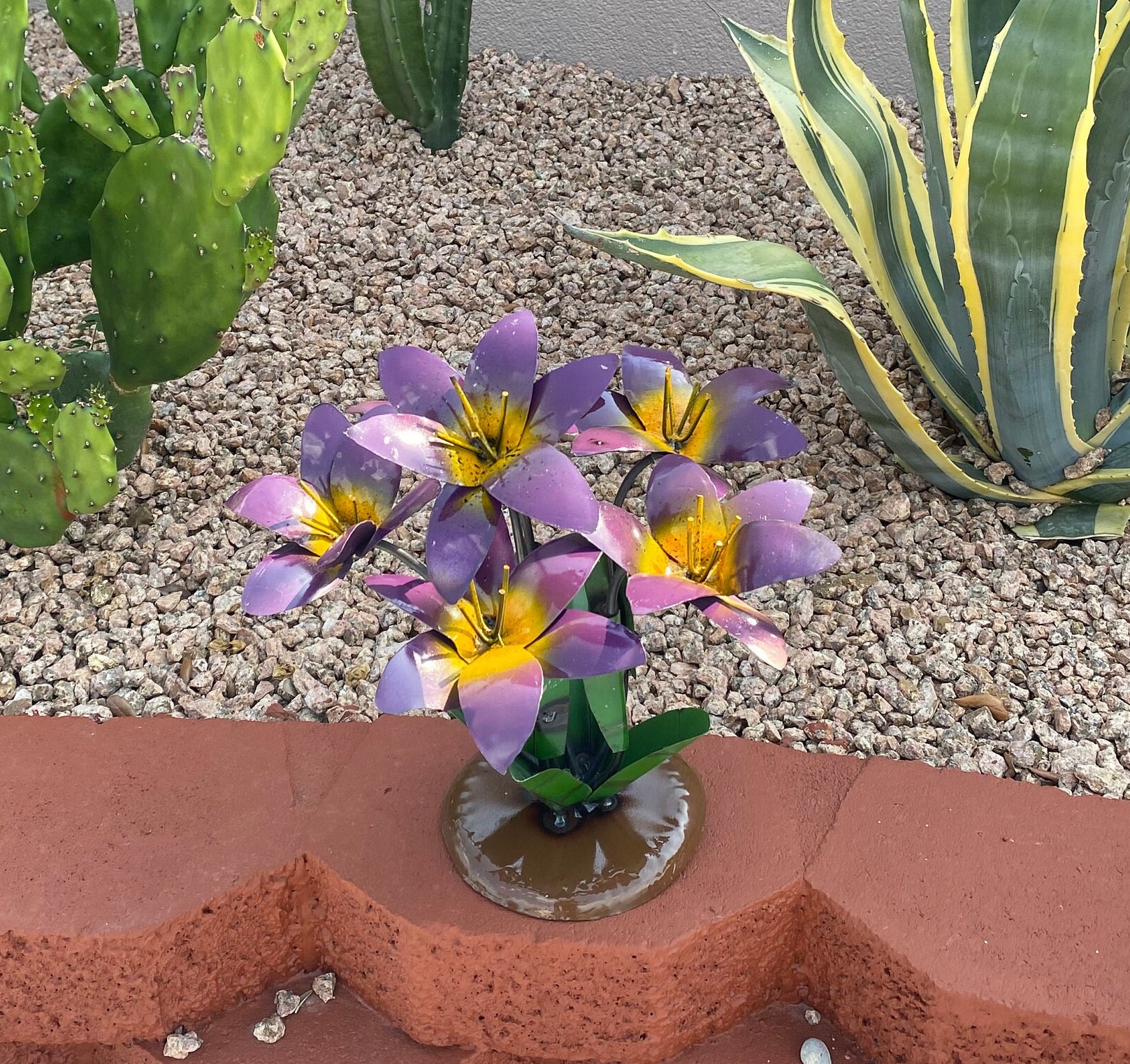 Handmade Metal Lily Flower Bouquet | Yard Art Spring Garden Decor ...