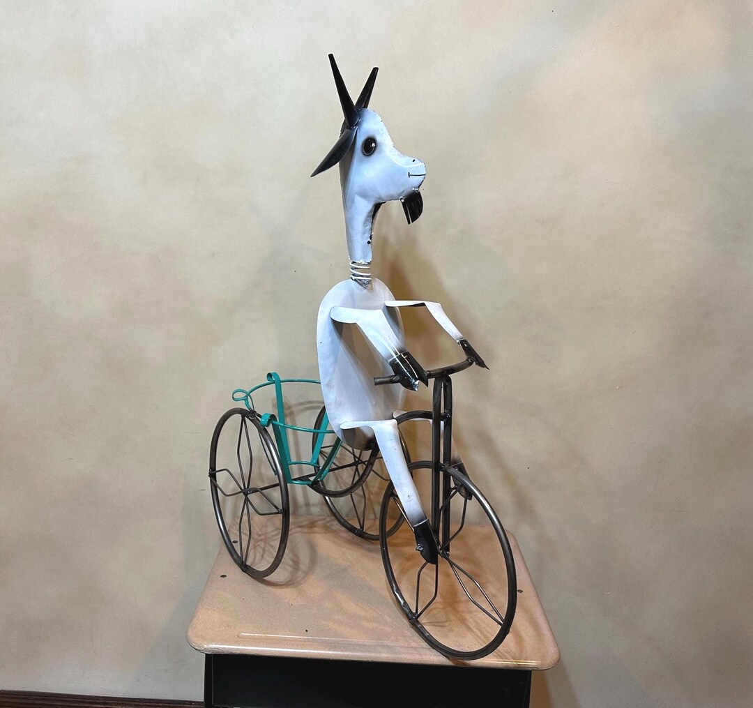 Handmade Metal Goat Tricycle Planter | Farmhouse Yard Art Garden Decor ...