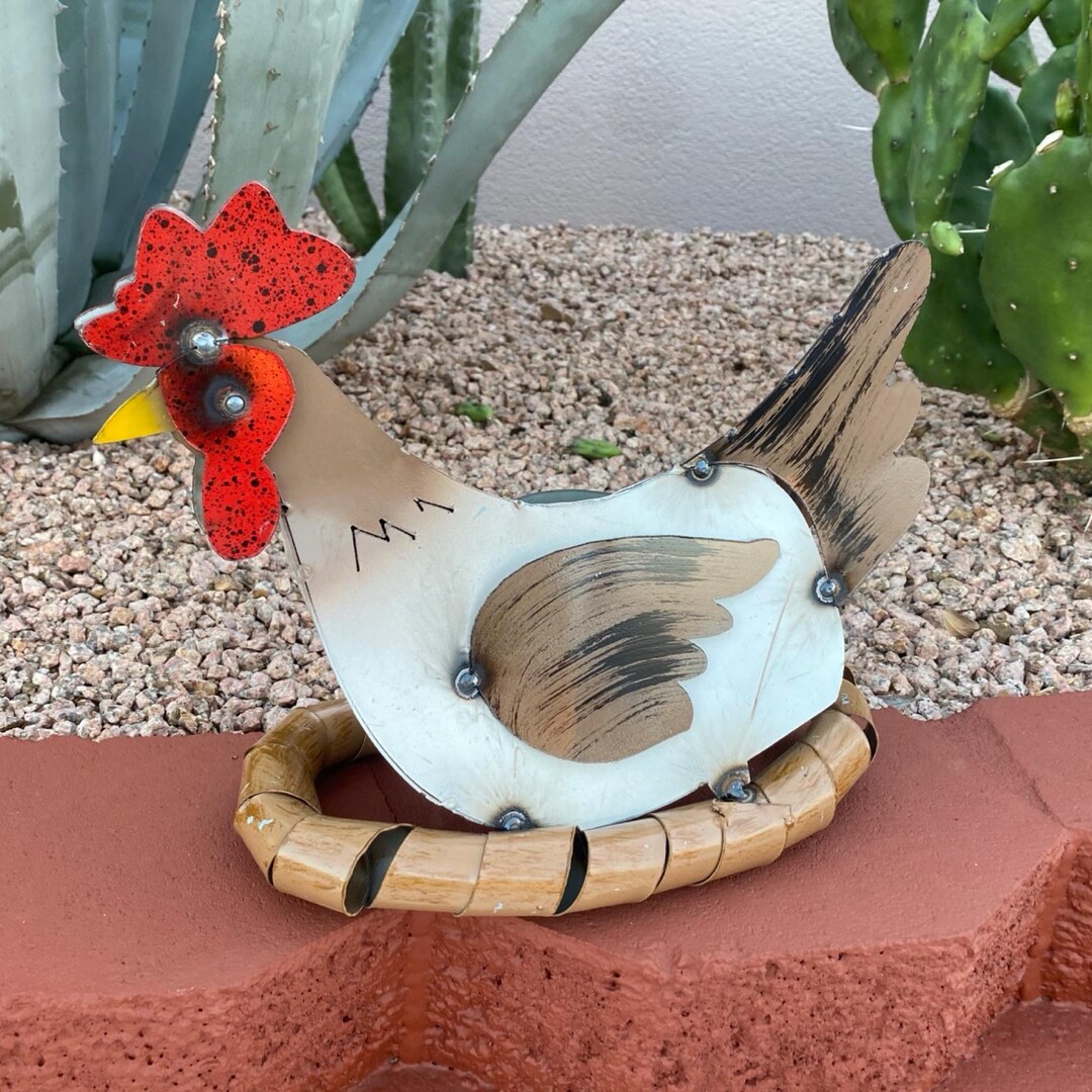 Handmade Metal Hatching Mother Hen Coop | Farmhouse Yard Art Garden ...