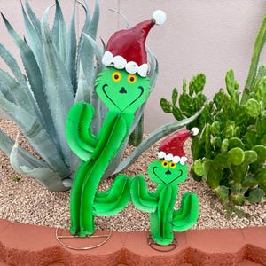 Handmade Metal Grinch Cactus | Christmas Yard Art Garden Decor ...