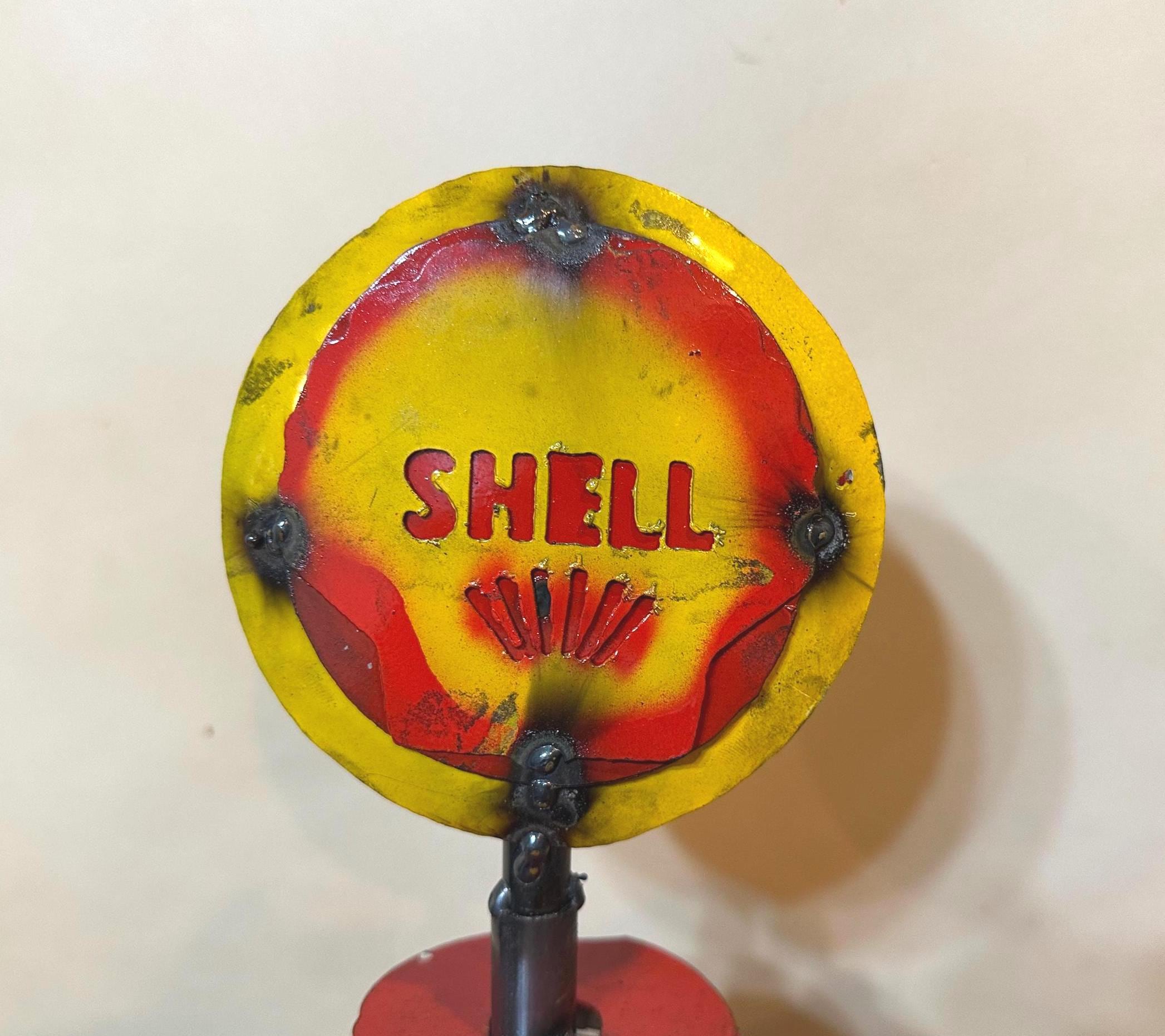 Metal Shell Antique Gas Pump | Mancave Garage Decor | Artisan Made Yard ...
