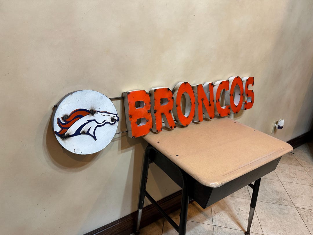 Metal Denver Broncos 3D Sign Mancave Garage Decor Artisan Made Hanging ...
