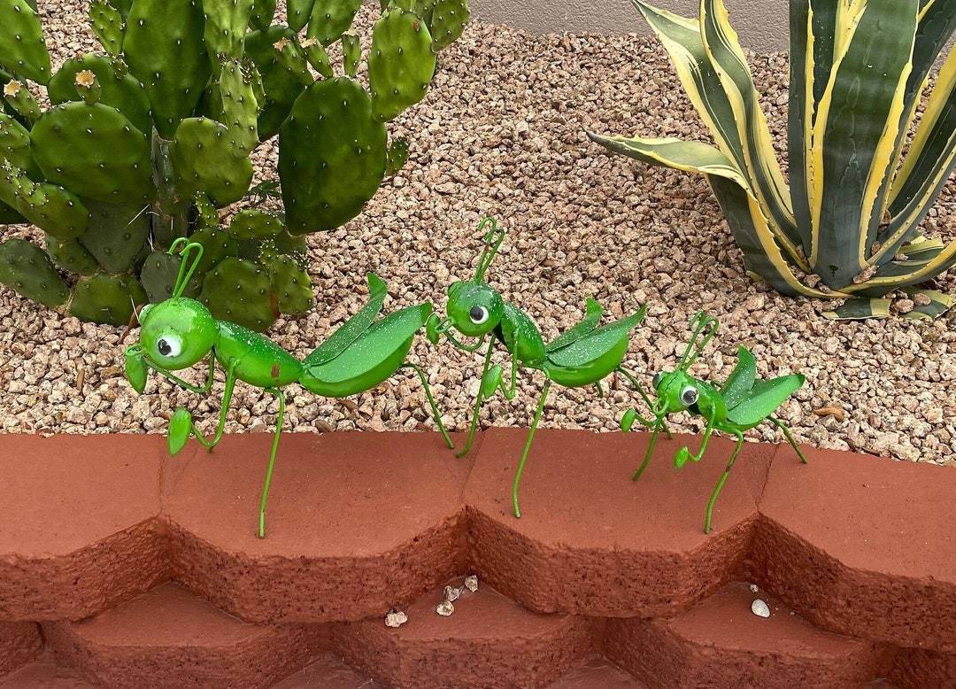 Handmade Metal Praying Mantis Set of 3 | Yard Art Garden Decor ...