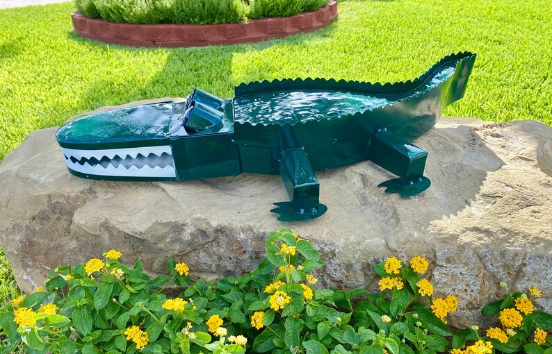 Large Handmade Metal Crocodile Alligator | Yard Art Garden Decor ...